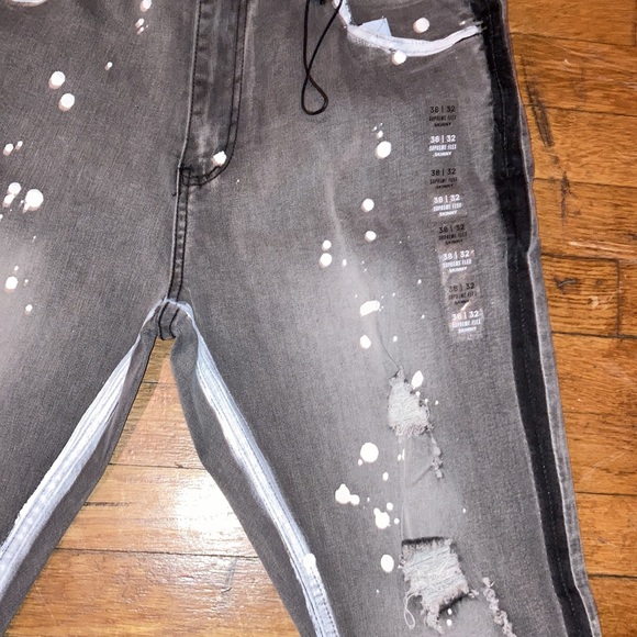 Jeans | Mens Grey Ripped Jeans Wpaint Splatter | Poshmark